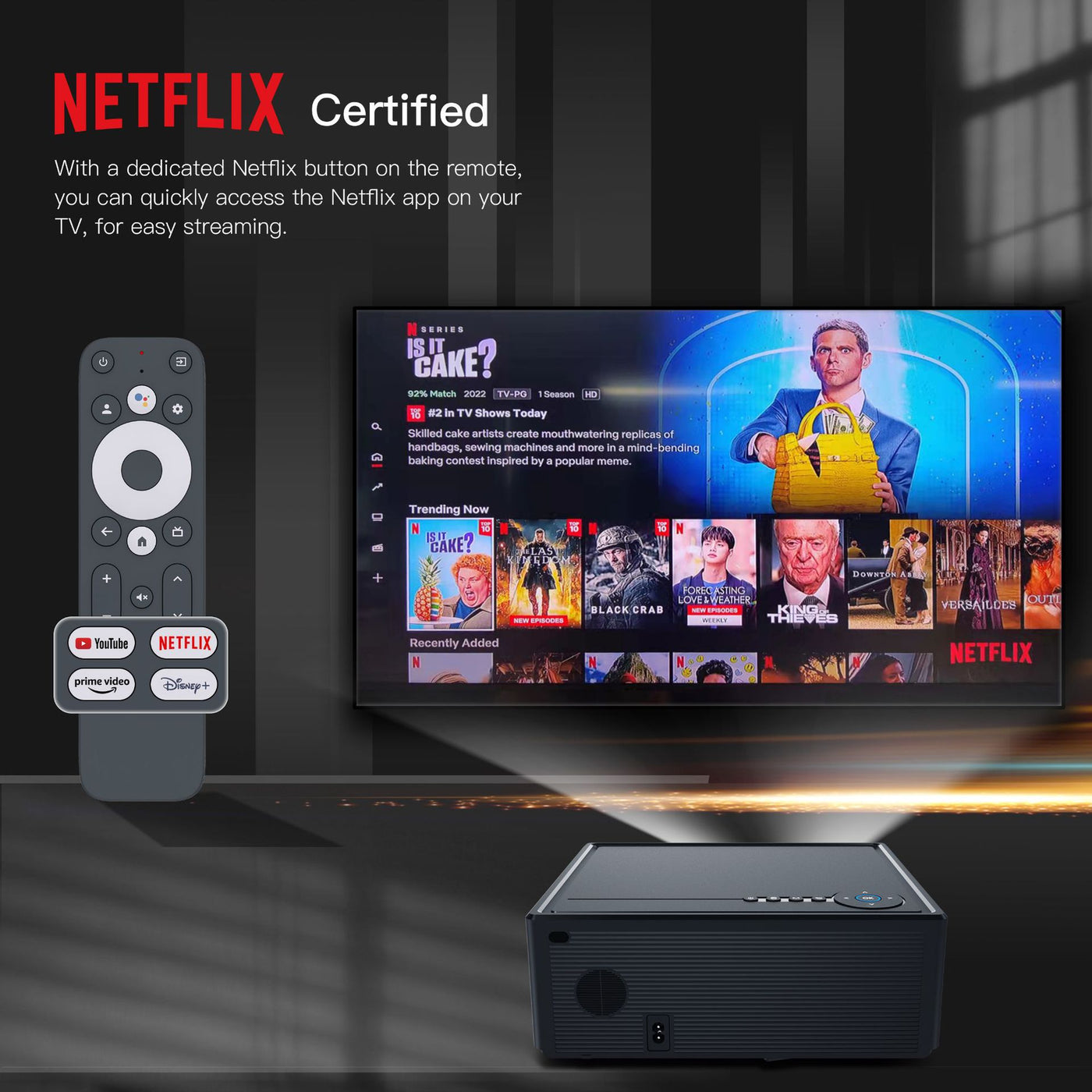 XNANO X7 600 ANSI Lumen Native 1080p Portable Google TV Projector